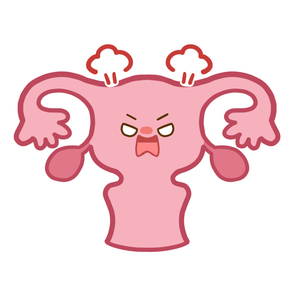 【医療・人体】デフォルメした子宮 怒っている様子のフリーイラスト | フタバのフリーイラスト
